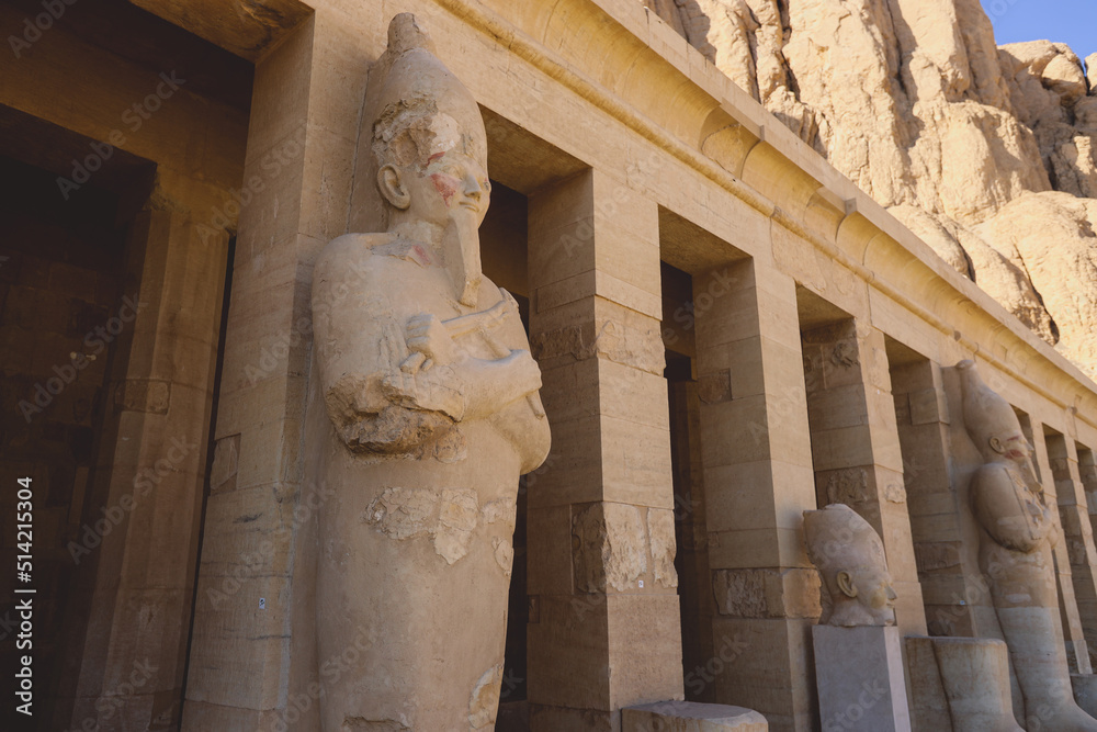 Ancient Egyptian God Statues in the Mortuary Temple of Hatshepsut near ...