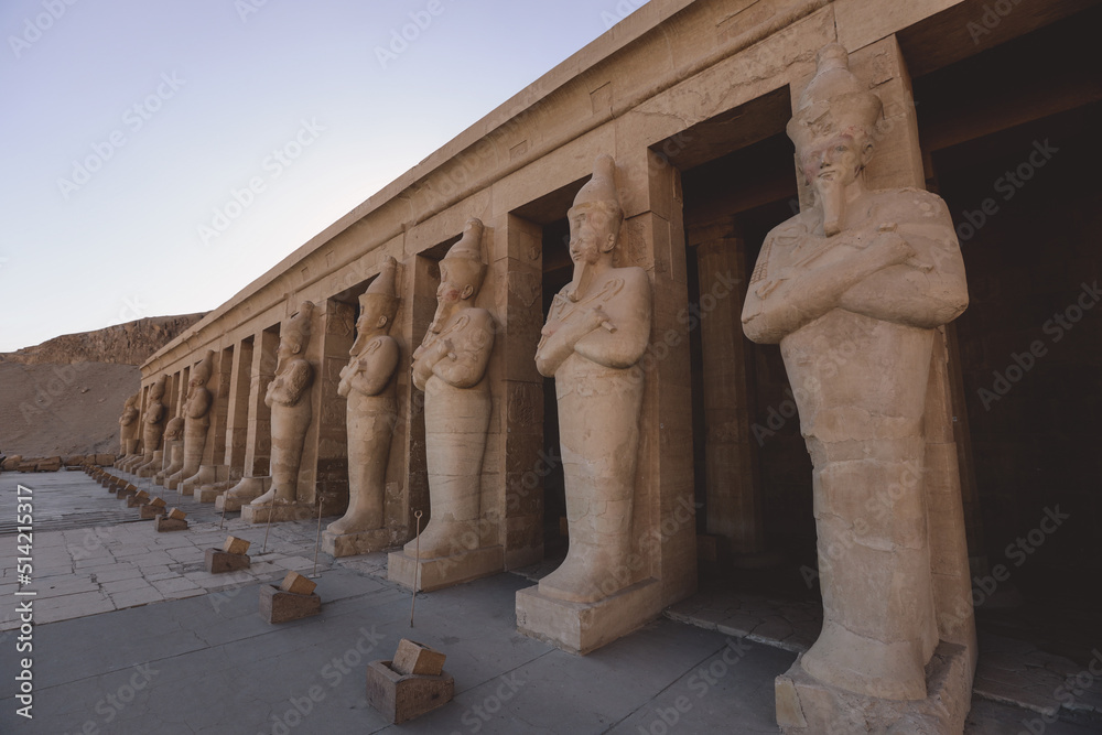 Ancient Egyptian God Statues in the Mortuary Temple of Hatshepsut near ...