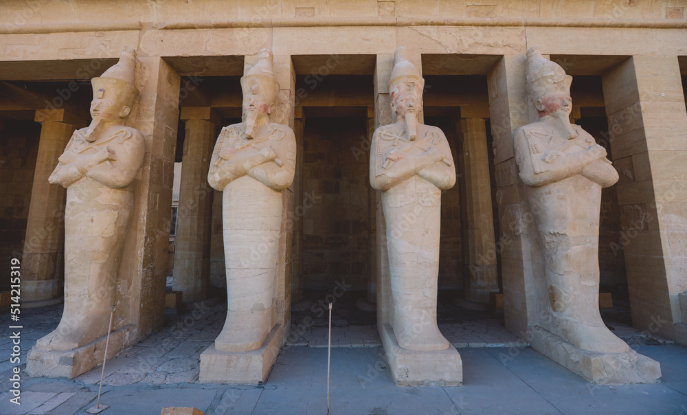 Ancient Egyptian God Statues in the Mortuary Temple of Hatshepsut near ...