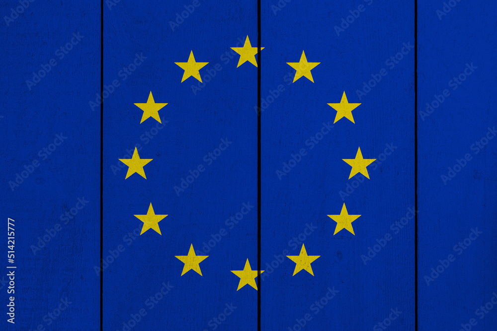 Wooden plank background in colors of Europe Union flag Stock ...