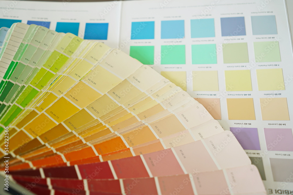 Color palette for wall painting, paint sample catalog guide. Stock ...