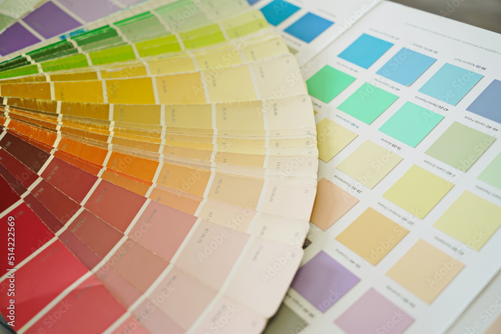 Color palette for wall painting, paint sample catalog guide. Stock ...