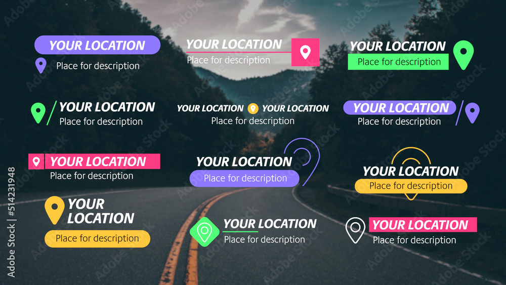Stylish Location Titles Collection Stock Template | Adobe Stock