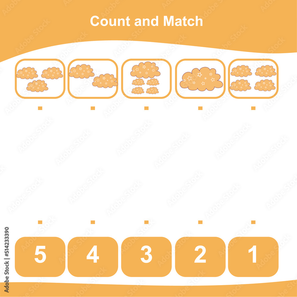 Count and Match worksheet for children. Matching images with numbers ...