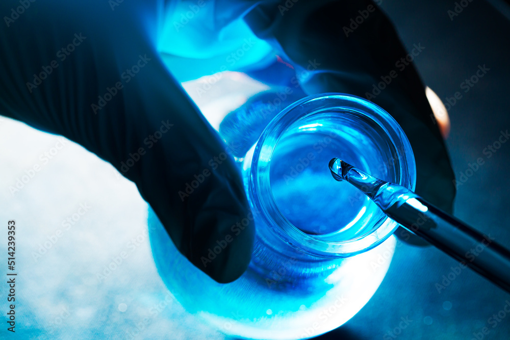 blue glass tube science experiment,Vacutainer or test tube in lab on ...