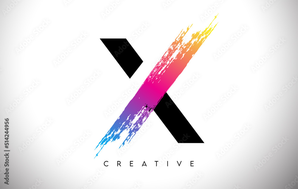 X Brush Stroke Artistic Letter Logo Design with Creative Modern Look ...