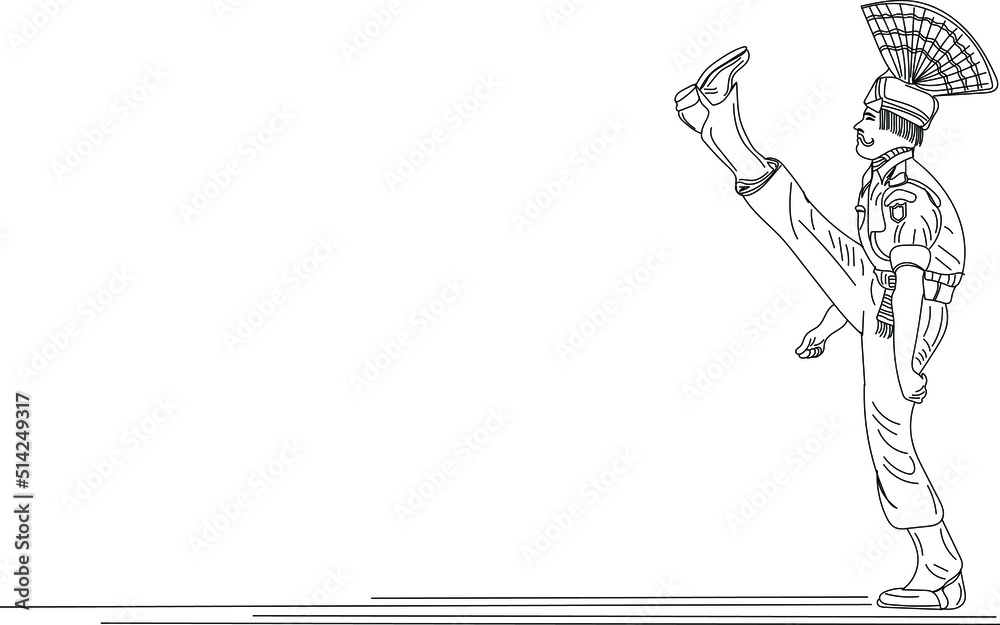 Wagah border parade sketch drawing, Wagah border ceremony stock images ...