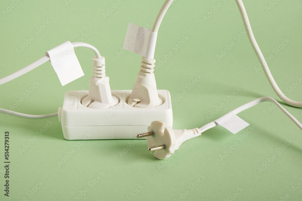 electrical wire and plug, mains filter with plug connector Stock Photo ...