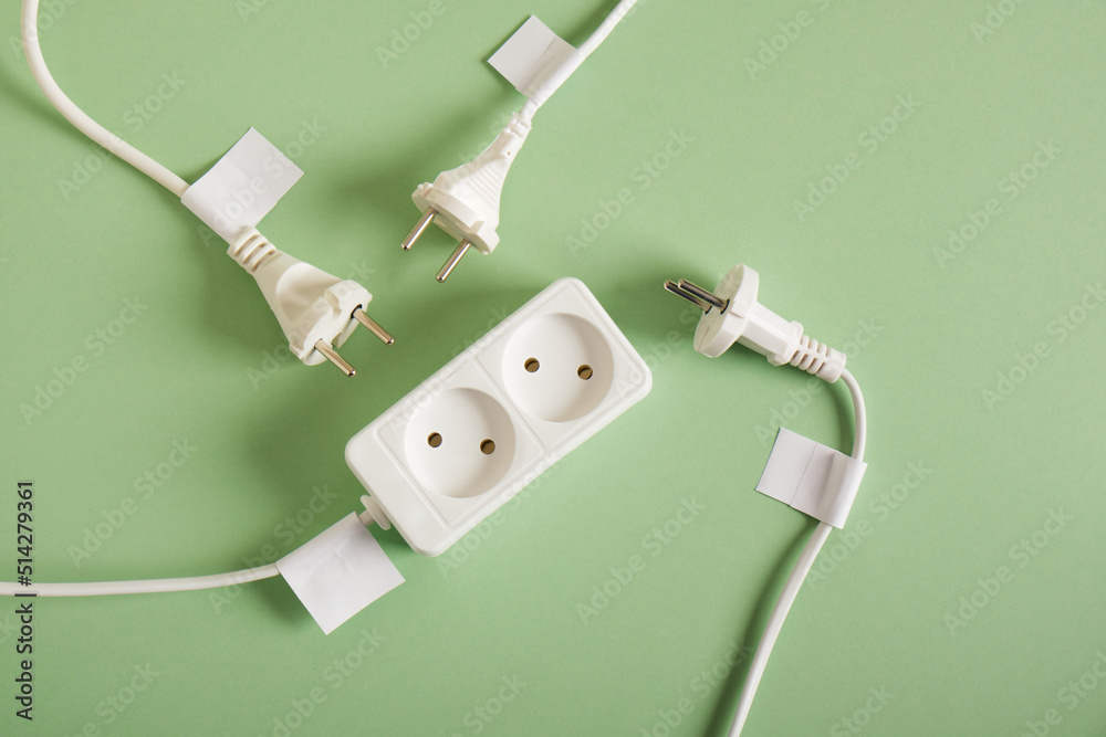 electrical wire and plug, mains filter with plug connector Stock Photo ...