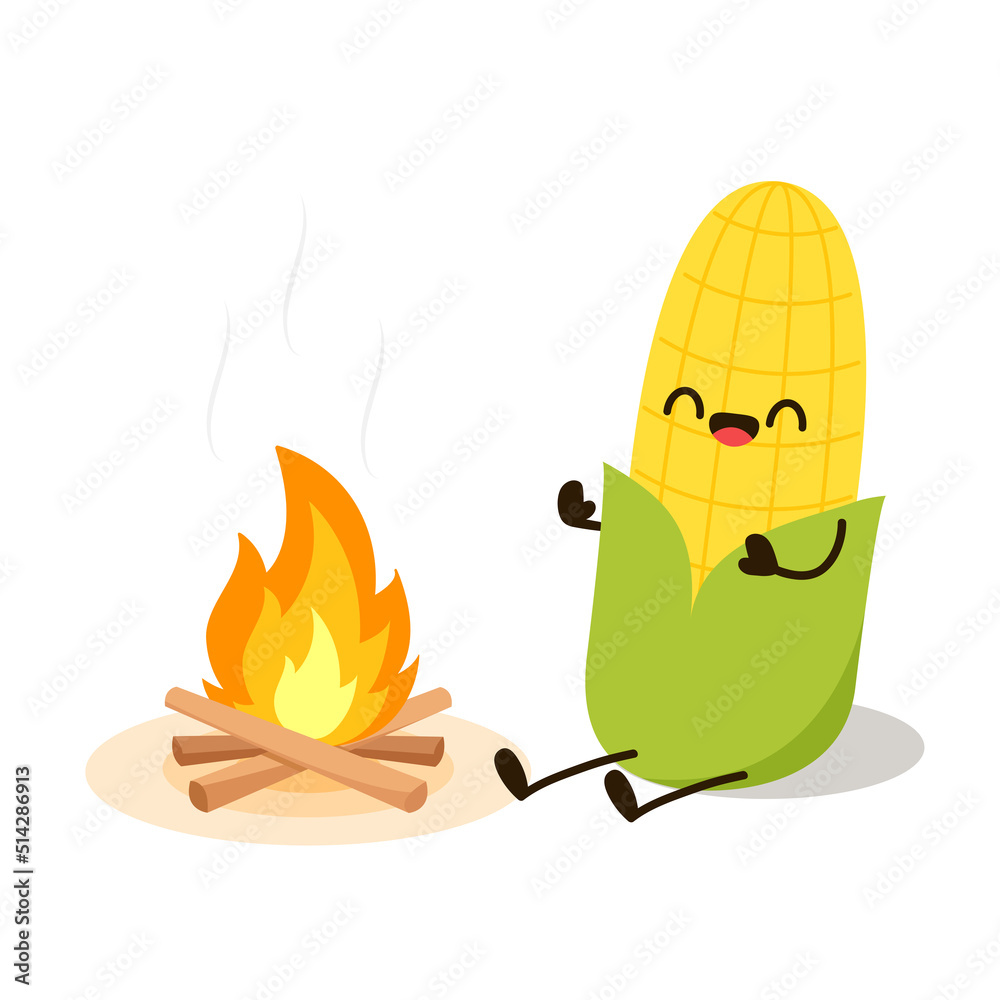 Corn cartoon vector. Cute vegetable vector character isolated on white ...
