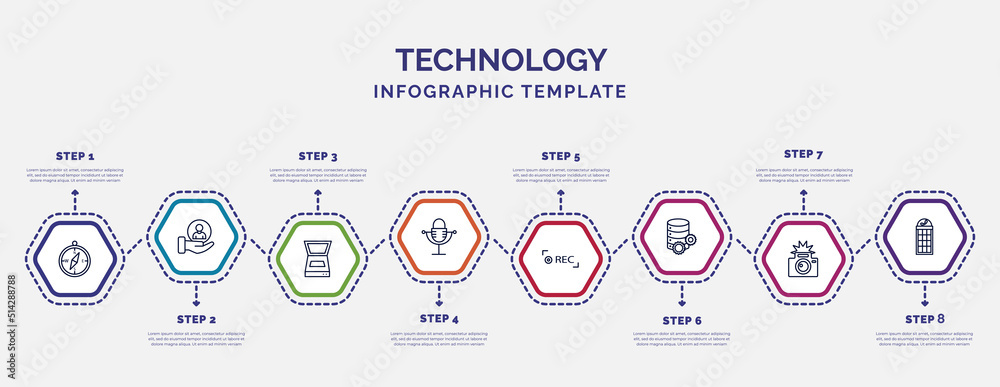 Vecteur Stock infographic template with icons and 8 options or steps ...