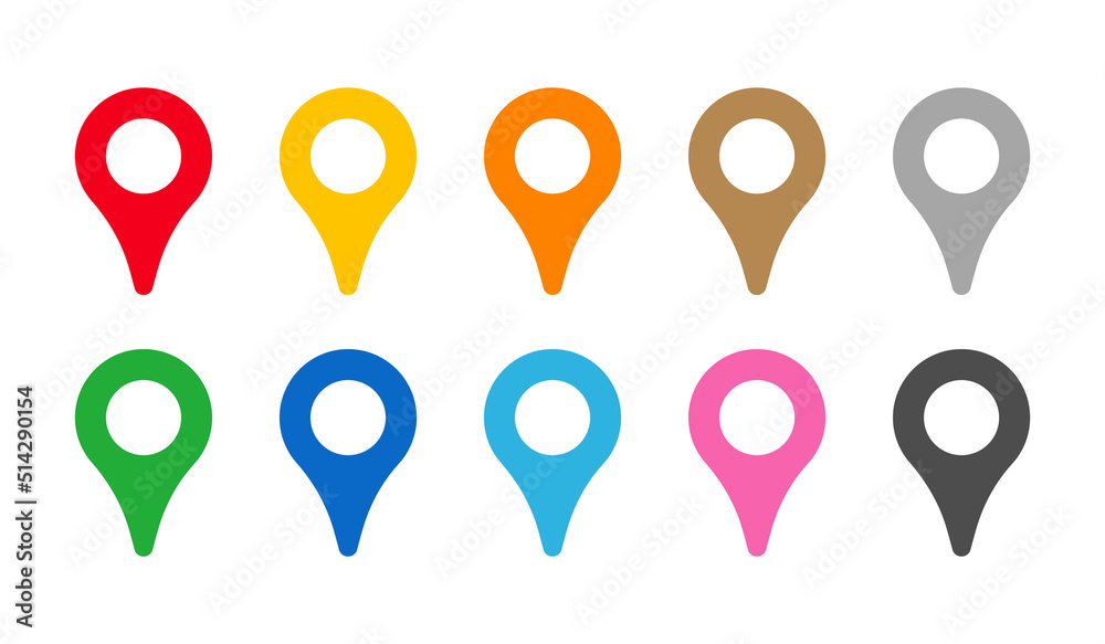 カラフルなマップピンのアイコン Stock ベクター | Adobe Stock