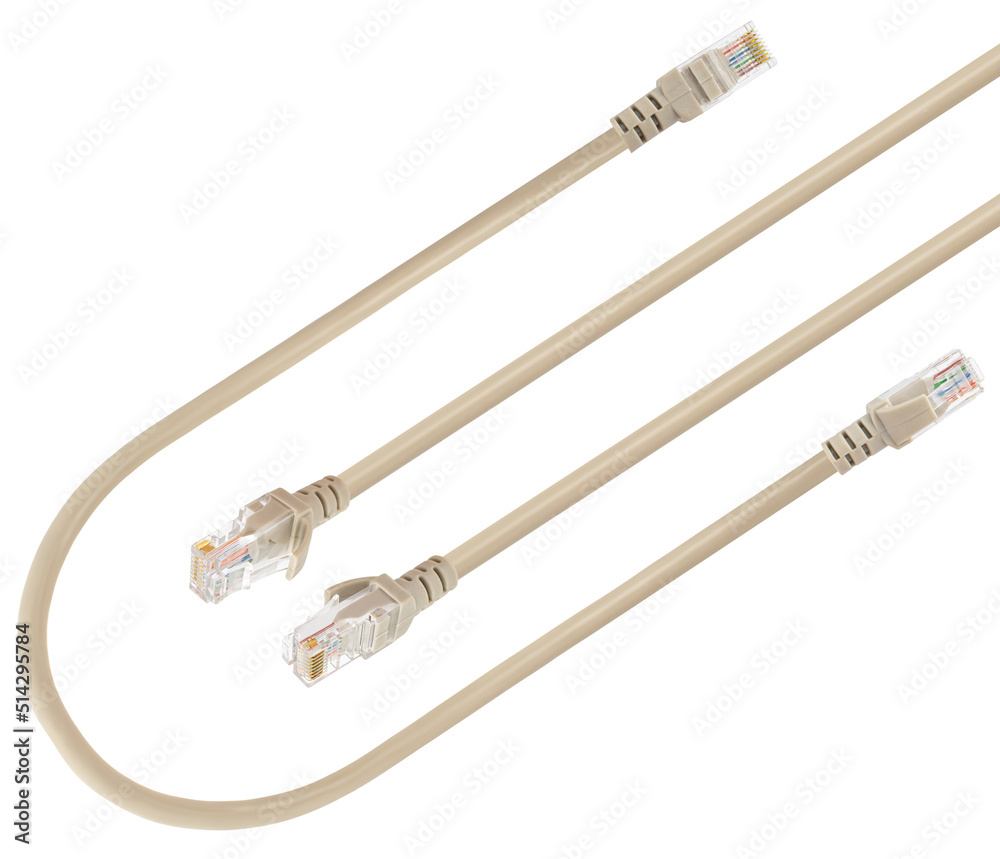cable with RJ-45 connector, connector for wired internet connection, on ...