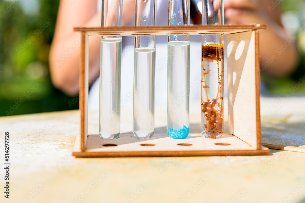 chemical experiments. science experiment result or chemical reaction at ...