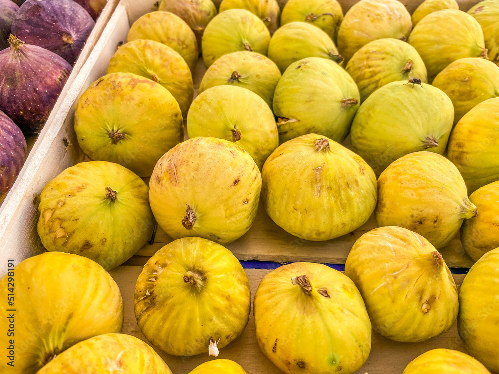 texture, background. exotic, tropical plant, yellow figs in shell ...