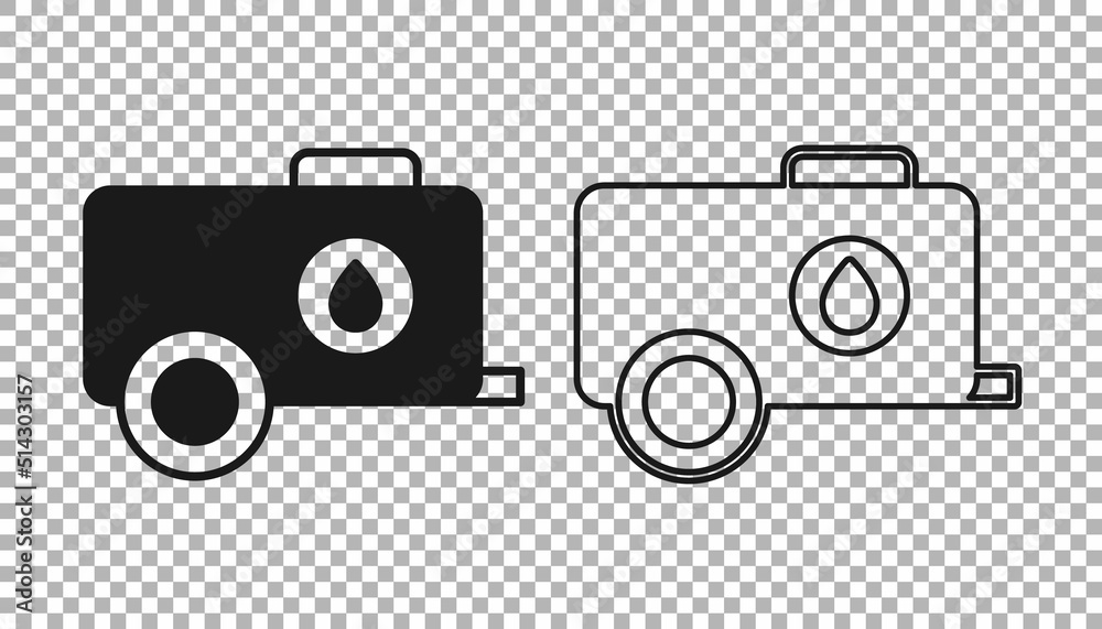 Black Mobile water tank - bowser icon isolated on transparent ...