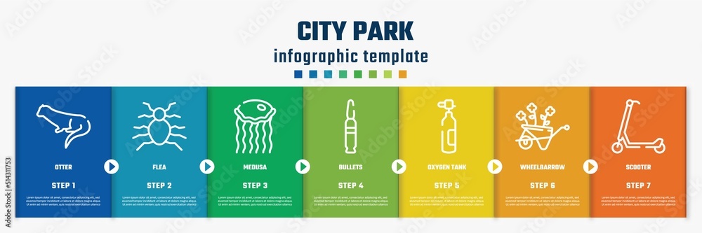 city park concept infographic design template. included otter, flea ...