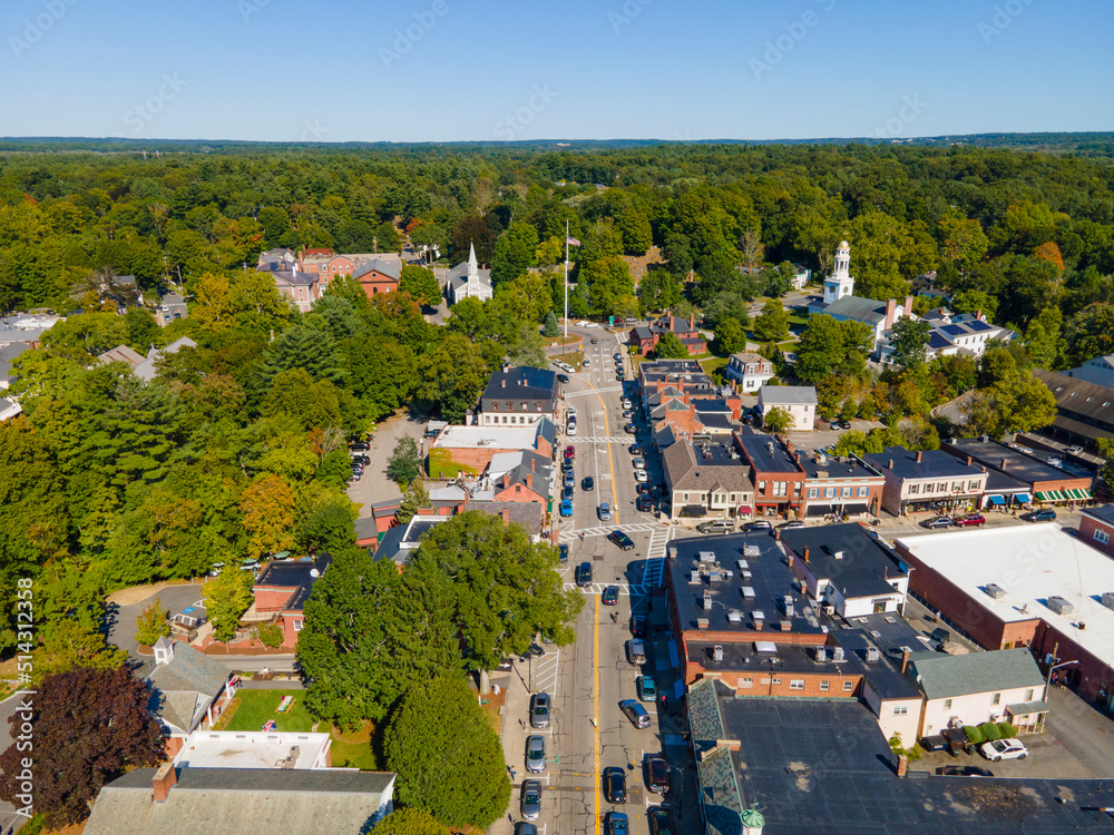 Concord historic town center aerial view in summer on Main Street in ...