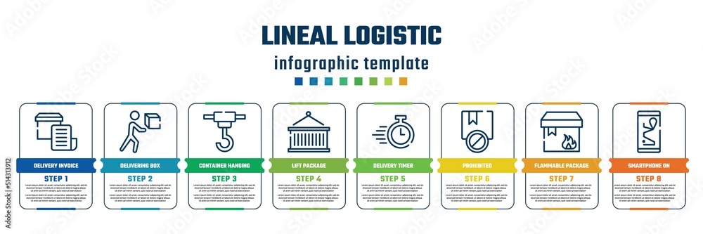lineal logistic concept infographic design template. included delivery ...