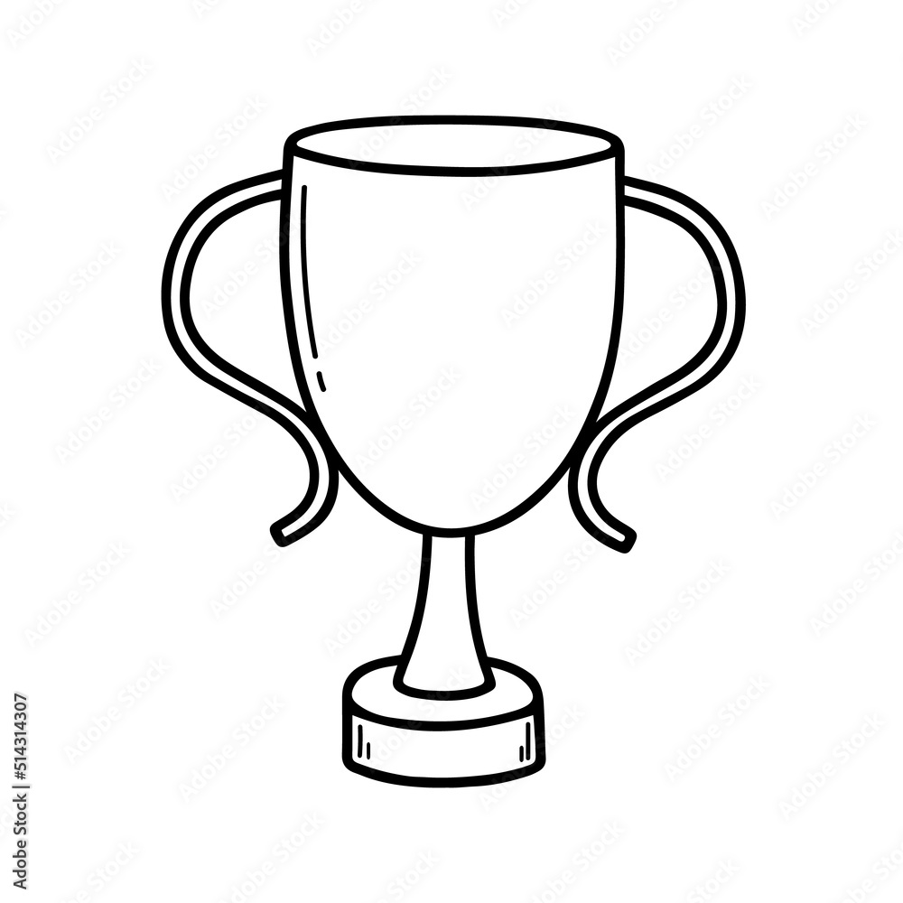 Hand drawn winners cup and trophy doodle. Award in sketch style. Vector ...