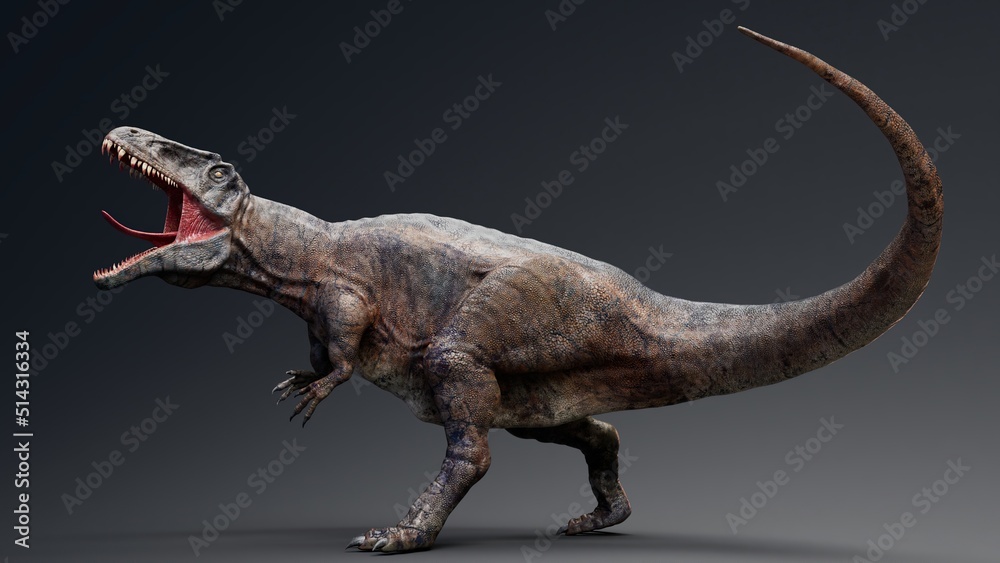 Acrocanthosaurus dinosaur , of background. 3d rendering Stock ...