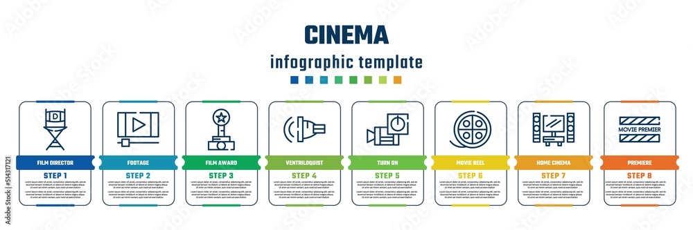 cinema concept infographic design template. included film director ...
