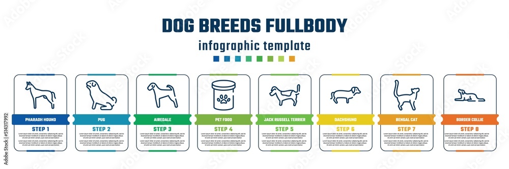 dog breeds fullbody concept infographic design template. included ...