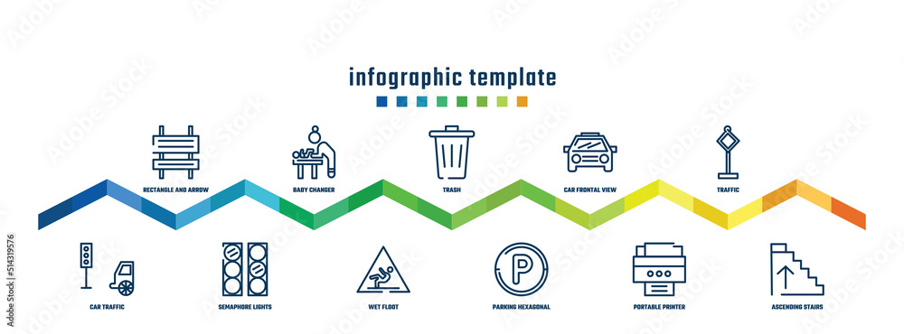 concept infographic design template. included rectangle and arrow, car ...