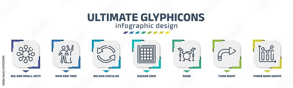ultimate glyphicons infographic design template with big and small dots ...