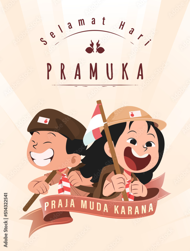 Translate: Happy Scout Day August 14 Indonesian Festival Day. Selamat ...
