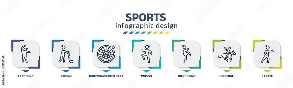 sports infographic design template with left bend, hurling, dartboard ...