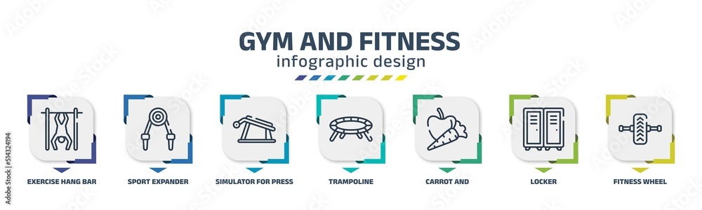 gym and fitness infographic design template with exercise hang bar ...