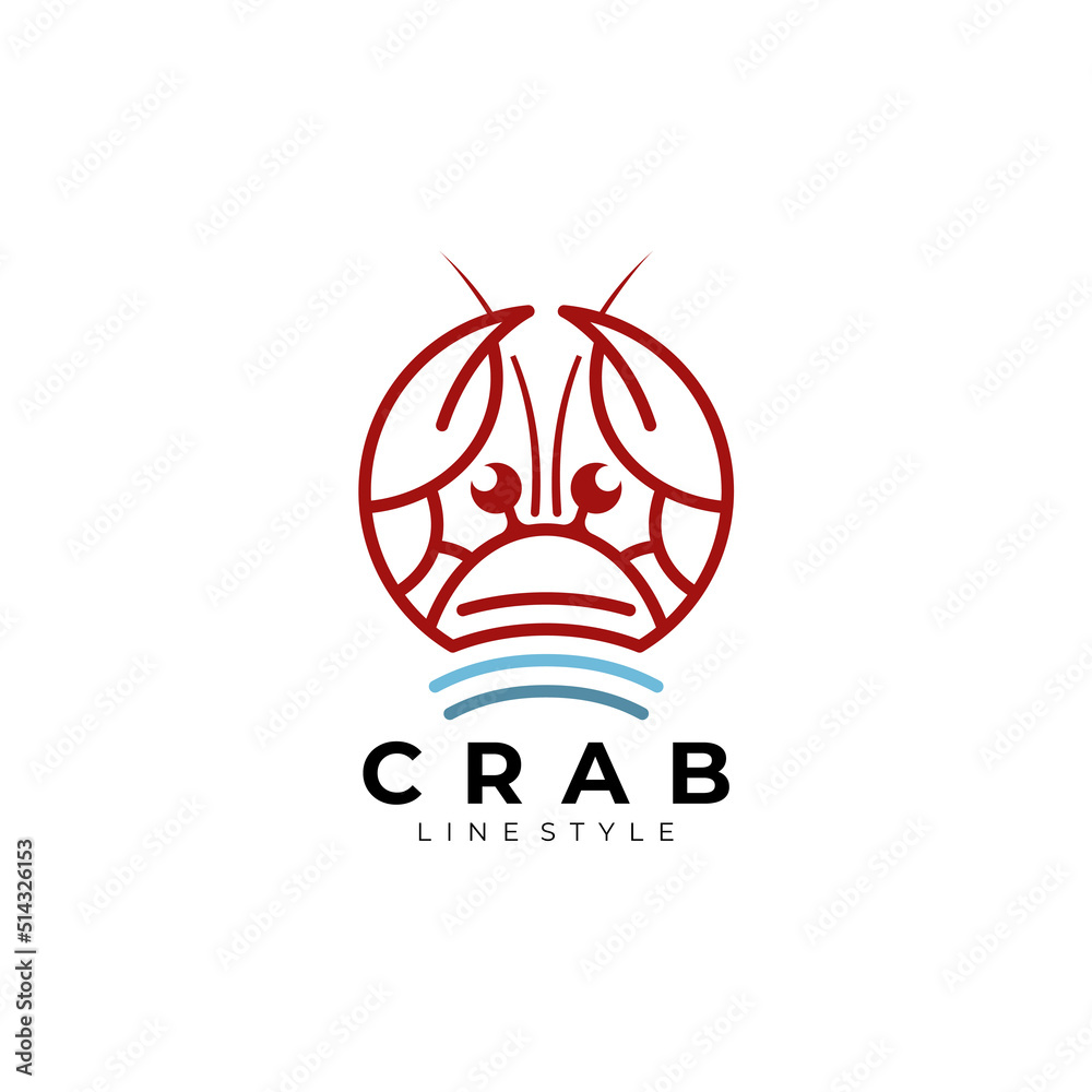 Symbol crab logo with water life design vector, seafood logo design ...