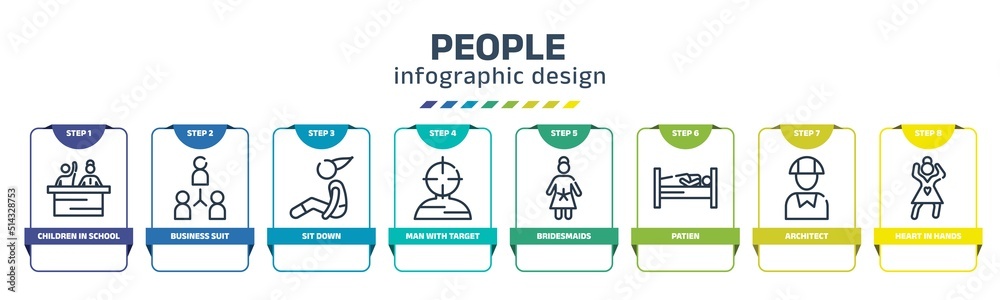 people infographic design template with children in school, business ...