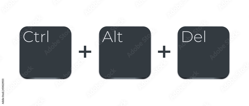 Ctrl, alt and del ,Three buttons for fix computer hanging problem Stock ...