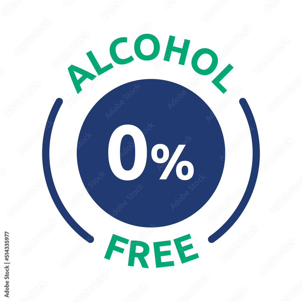 Alcohol-free sign label vector 0% symbol illustration. Stock Vector ...
