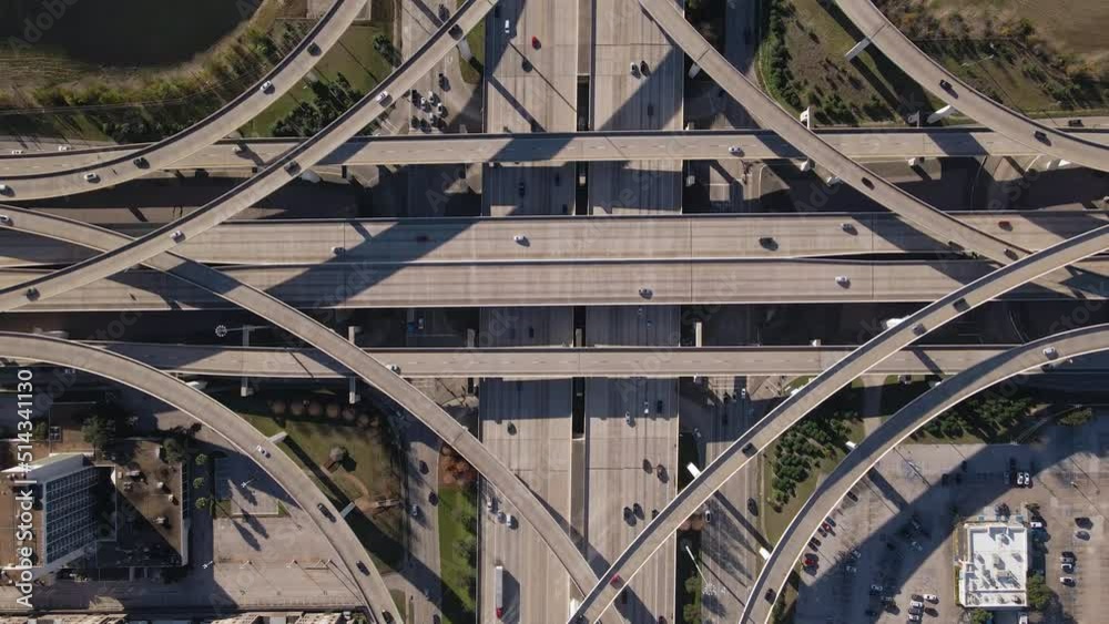Bird Eye View of freeway I-10 and Sam Houston Tollway in Houston Texas ...