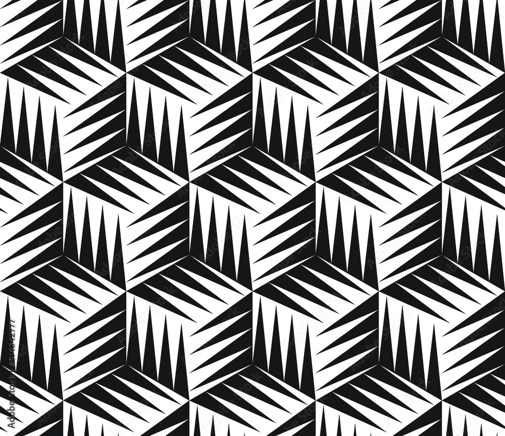 Vecteur Stock Jagged black and white triangles inside 3d cubes in a ...