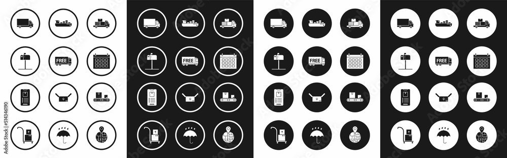 Set Delivery truck with cardboard boxes, Free delivery service, Open ...