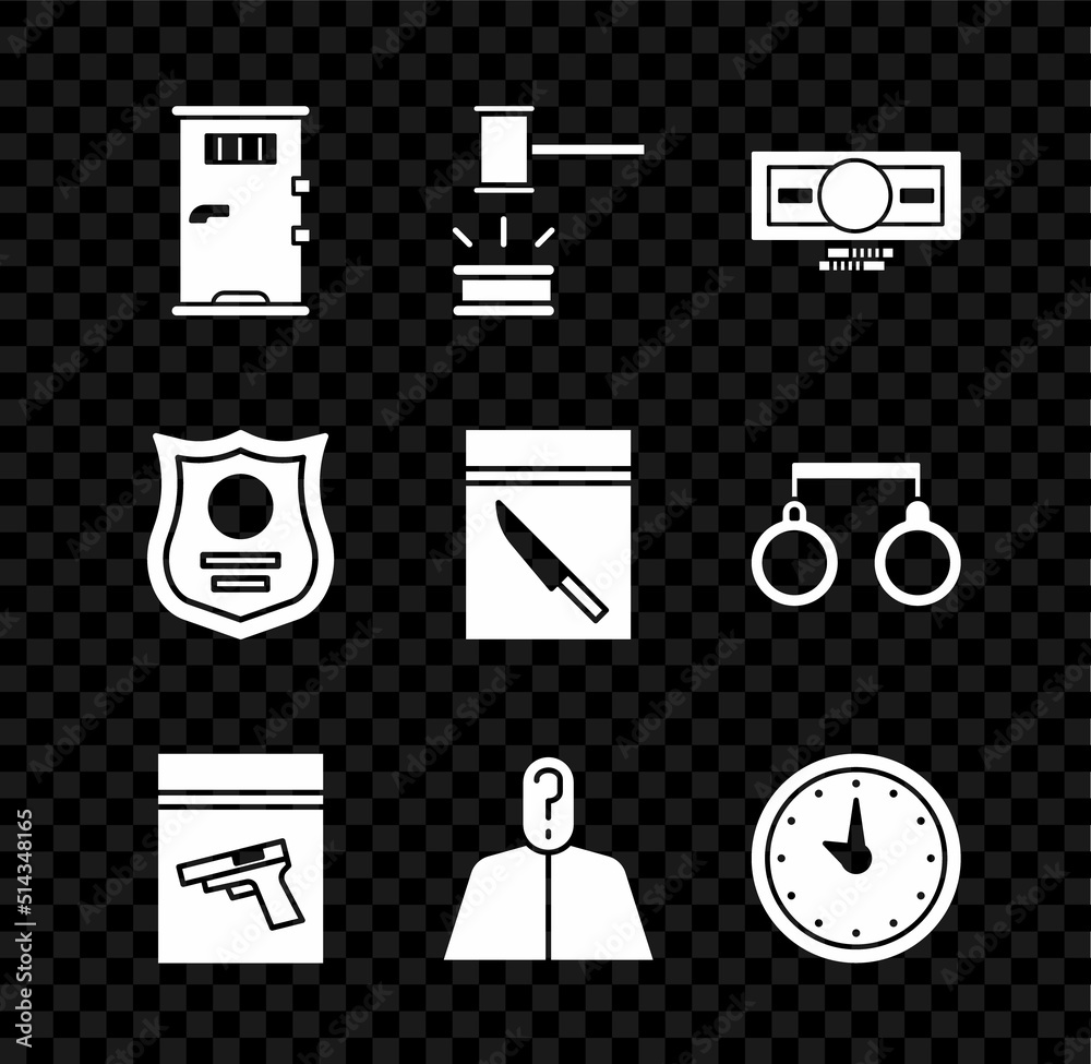 Set Prison cell door, Judge gavel, Stacks paper money cash, Evidence ...