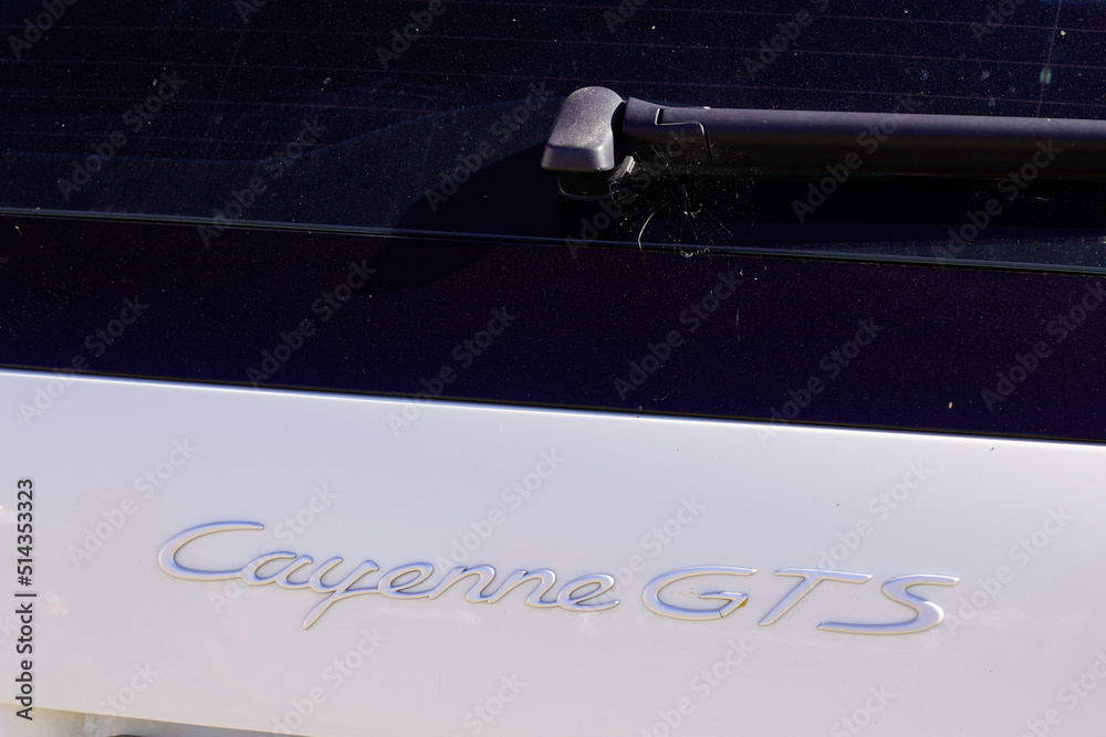 Porsche 958 Cayenne gts logo sign and brand logo on rear suv luxury car ...