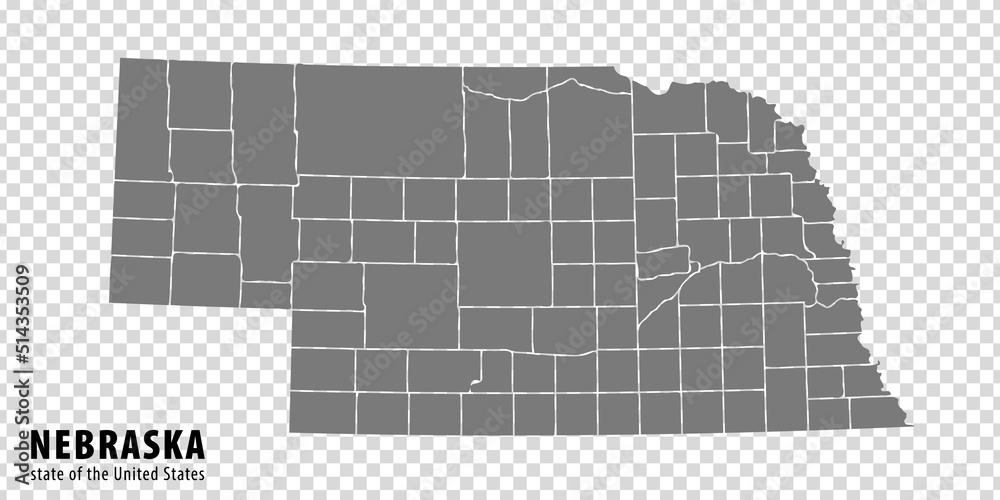 State Nebraska map on transparent background. Blank map of Nebraska ...