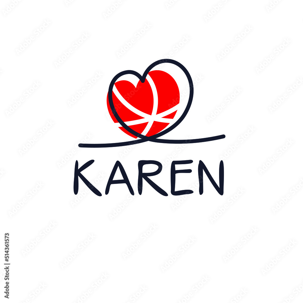 Karen Calligraphy female name, Vector illustration. Stock Vector ...