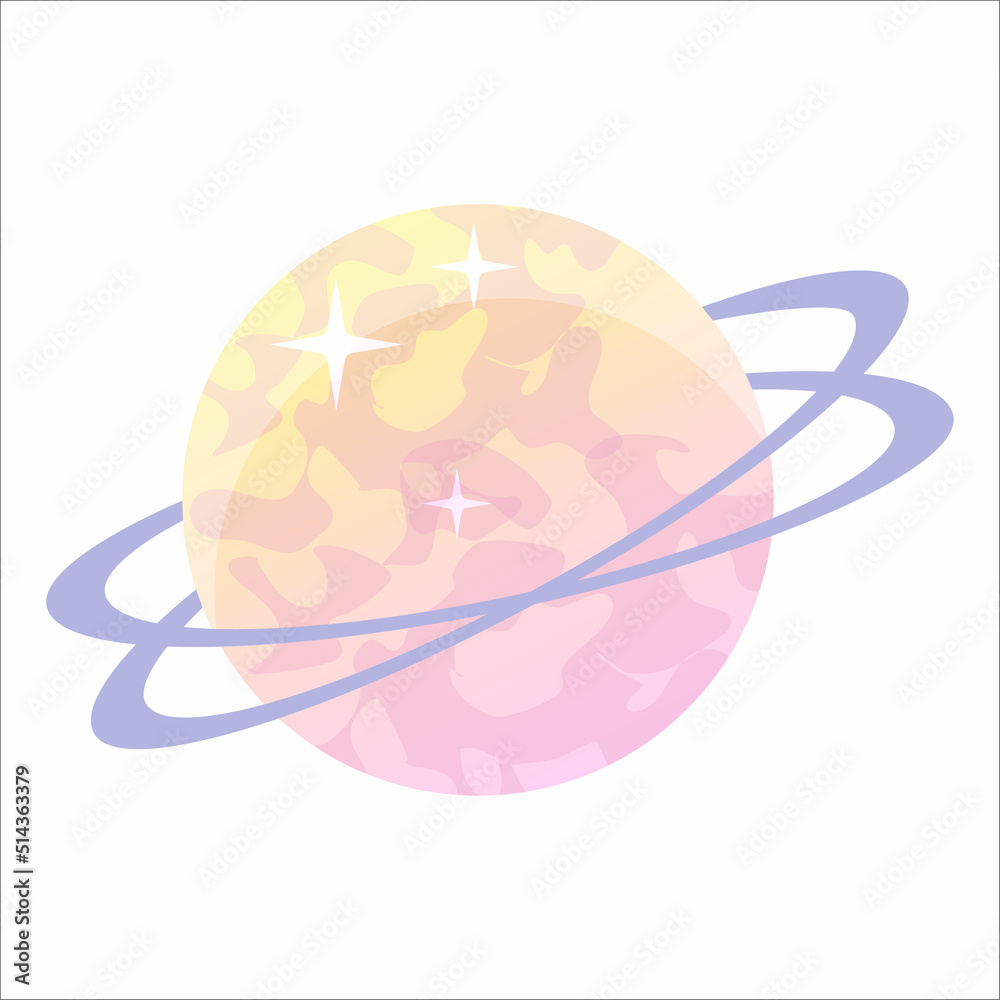 Retro vaporwave planet isolated y2k style. Aesthetic pop flat vector ...