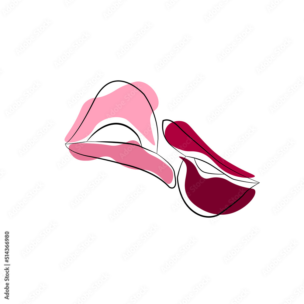 Continuous line drawing. Bet lips logo. Bright color outline vector ...