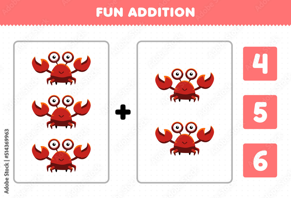 Education game for children fun addition by count and choose the ...