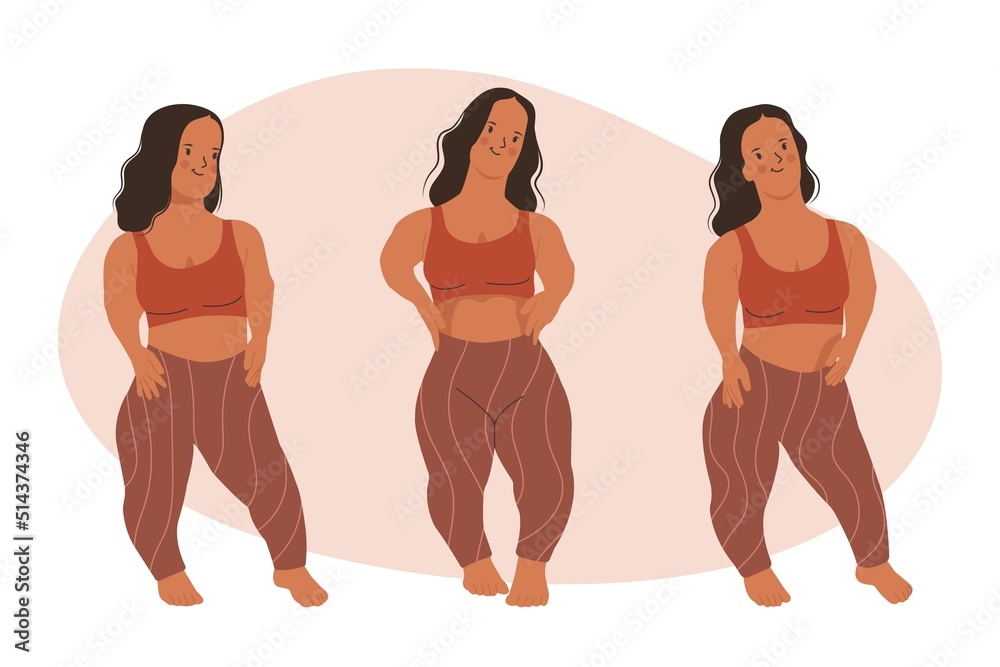 Cute Undersized woman standing in sportswear. Girl Midget. Body ...