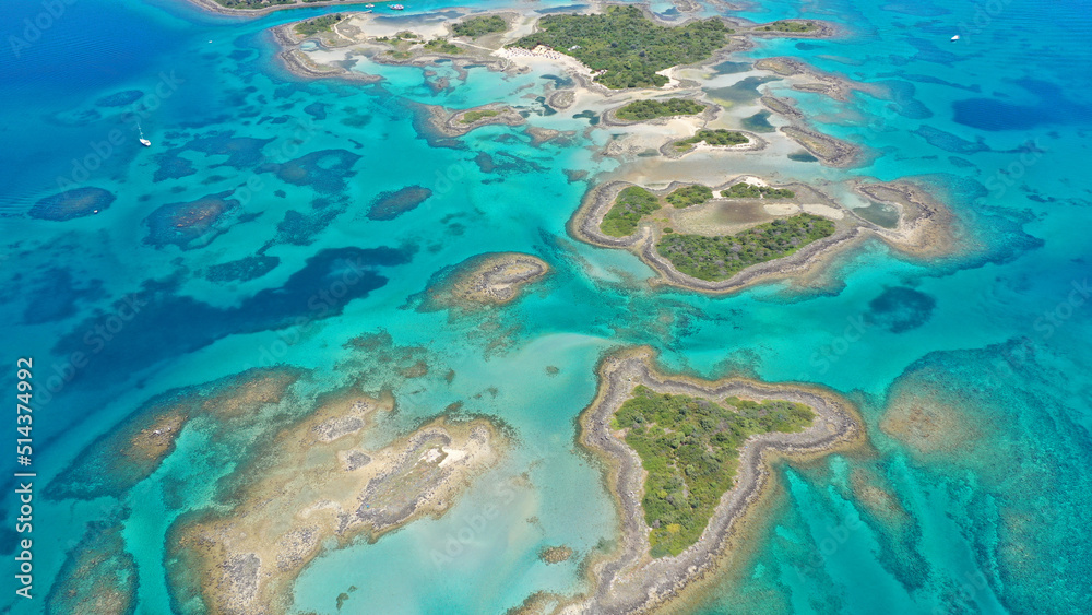 Aerial drone photo of tropical exotic volcanic island complex of ...