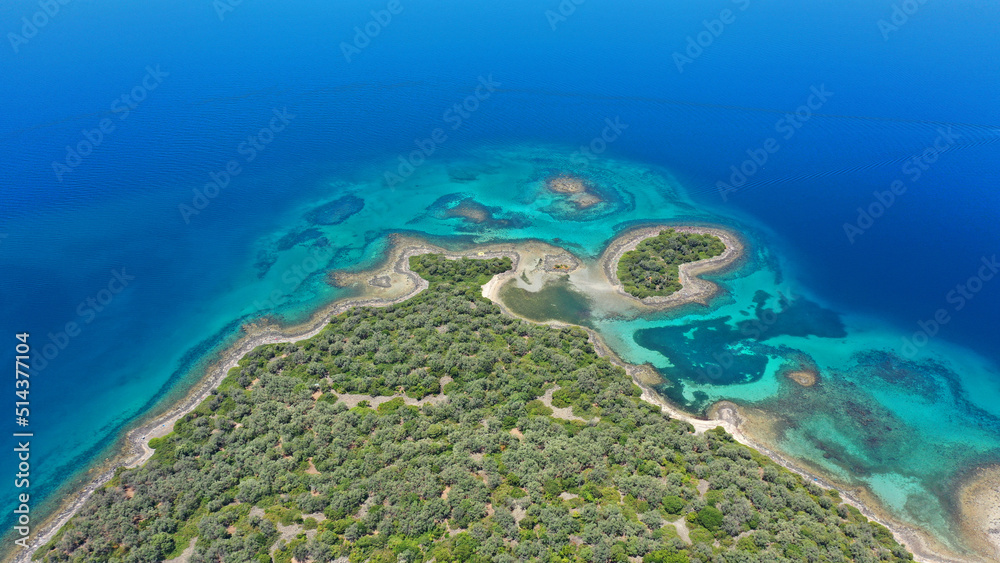 Aerial drone photo of tropical exotic volcanic island complex of ...