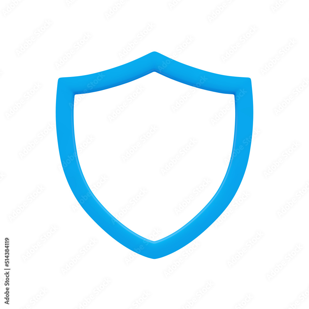 Shield icon. Blue shield with a white center. Isolated object on a ...
